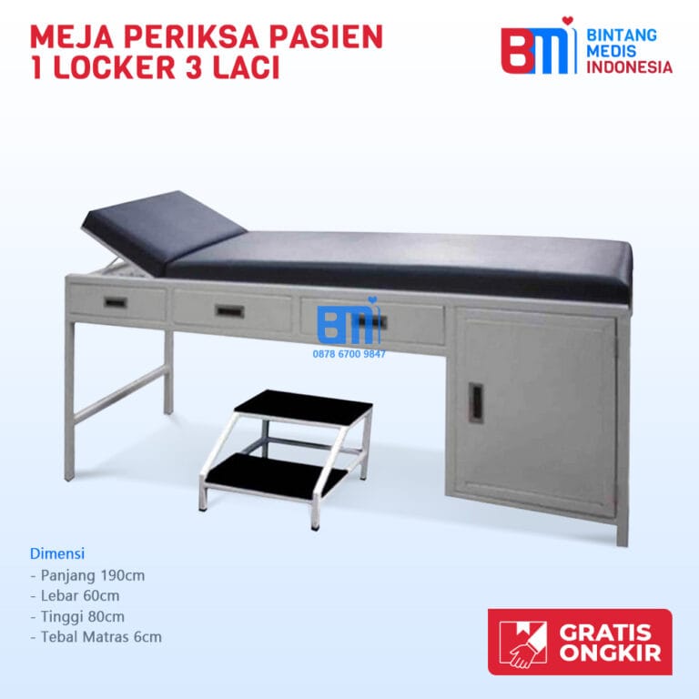 Meja Periksa Pasien 1 Locker 3 Laci – Bintang Medis Indonesia
